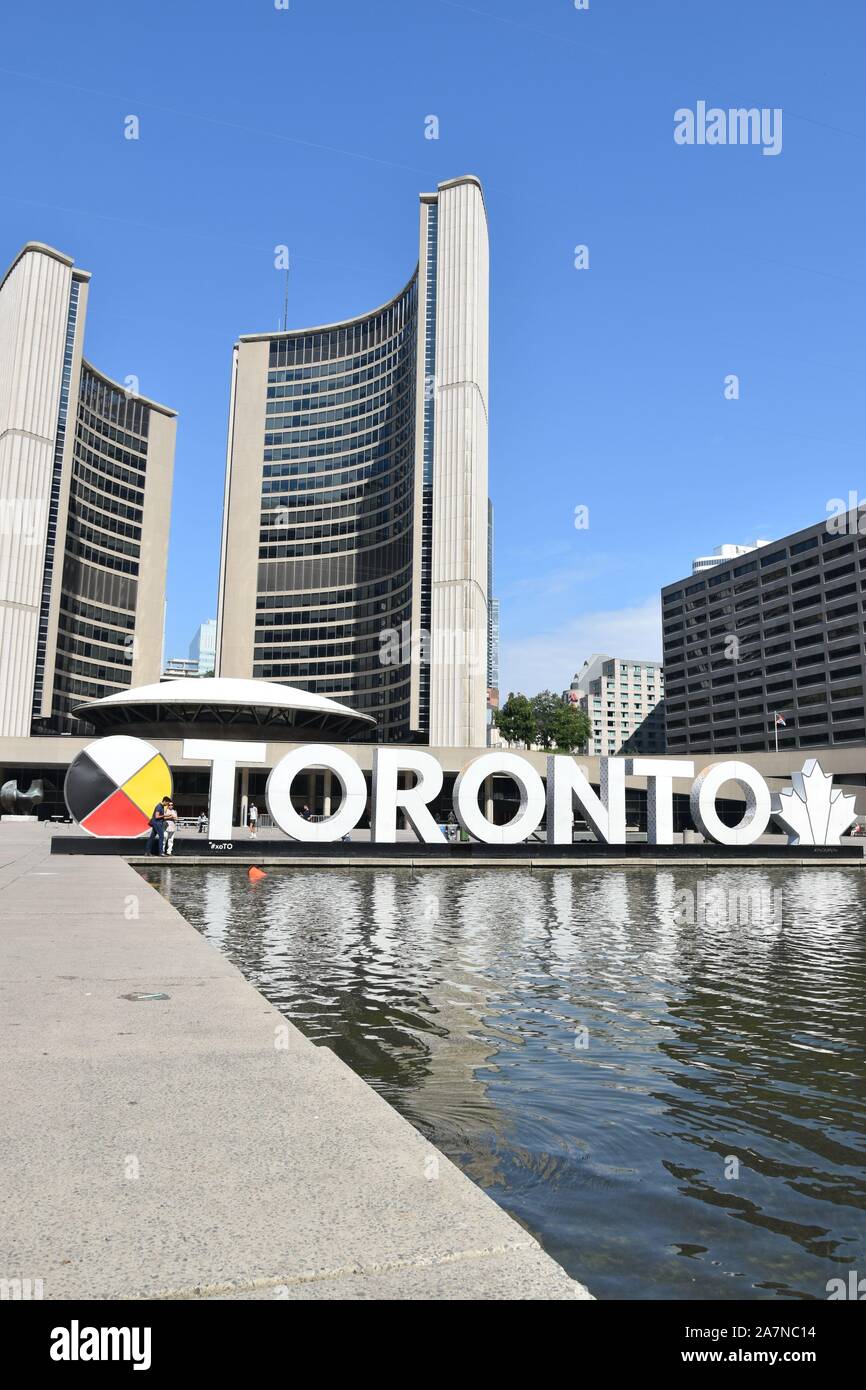 Toronto City Hall Plaza, featuring the iconic Toronto sign, Toronto ...