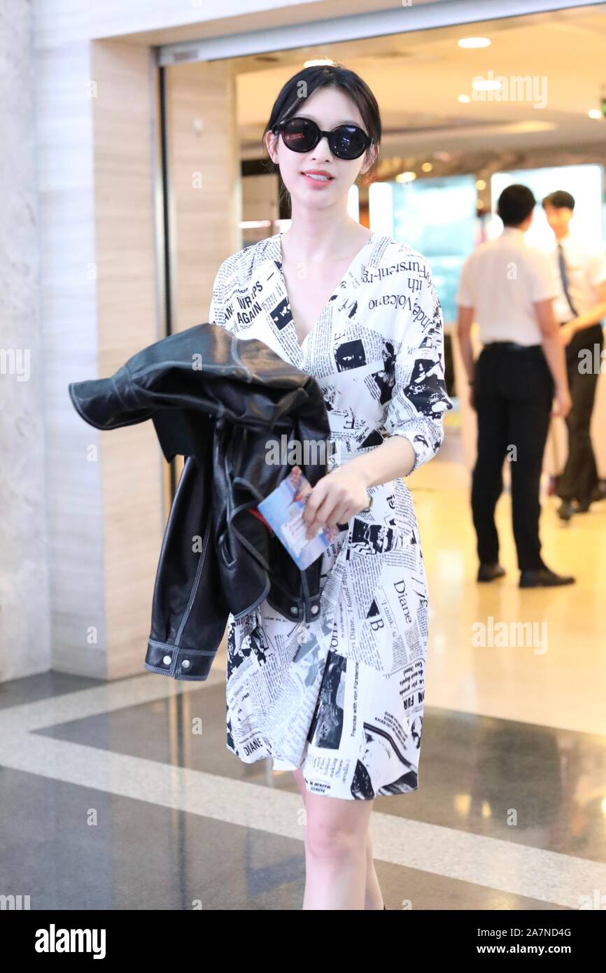 Chinese actress Zhang Li arrives at the Beijing Capital International ...