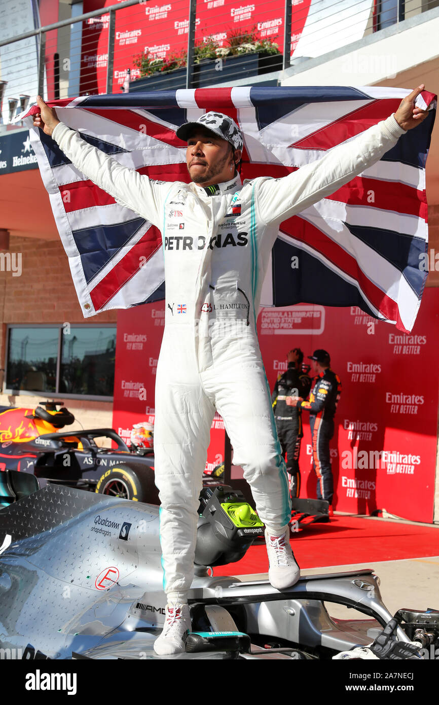 Mercedes driver Lewis Hamilton celebrates winning his sixth world ...