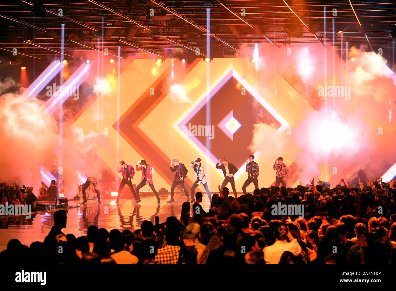 NCT 127 perform during the MTV Europe Music Awards 2019, held at the ...