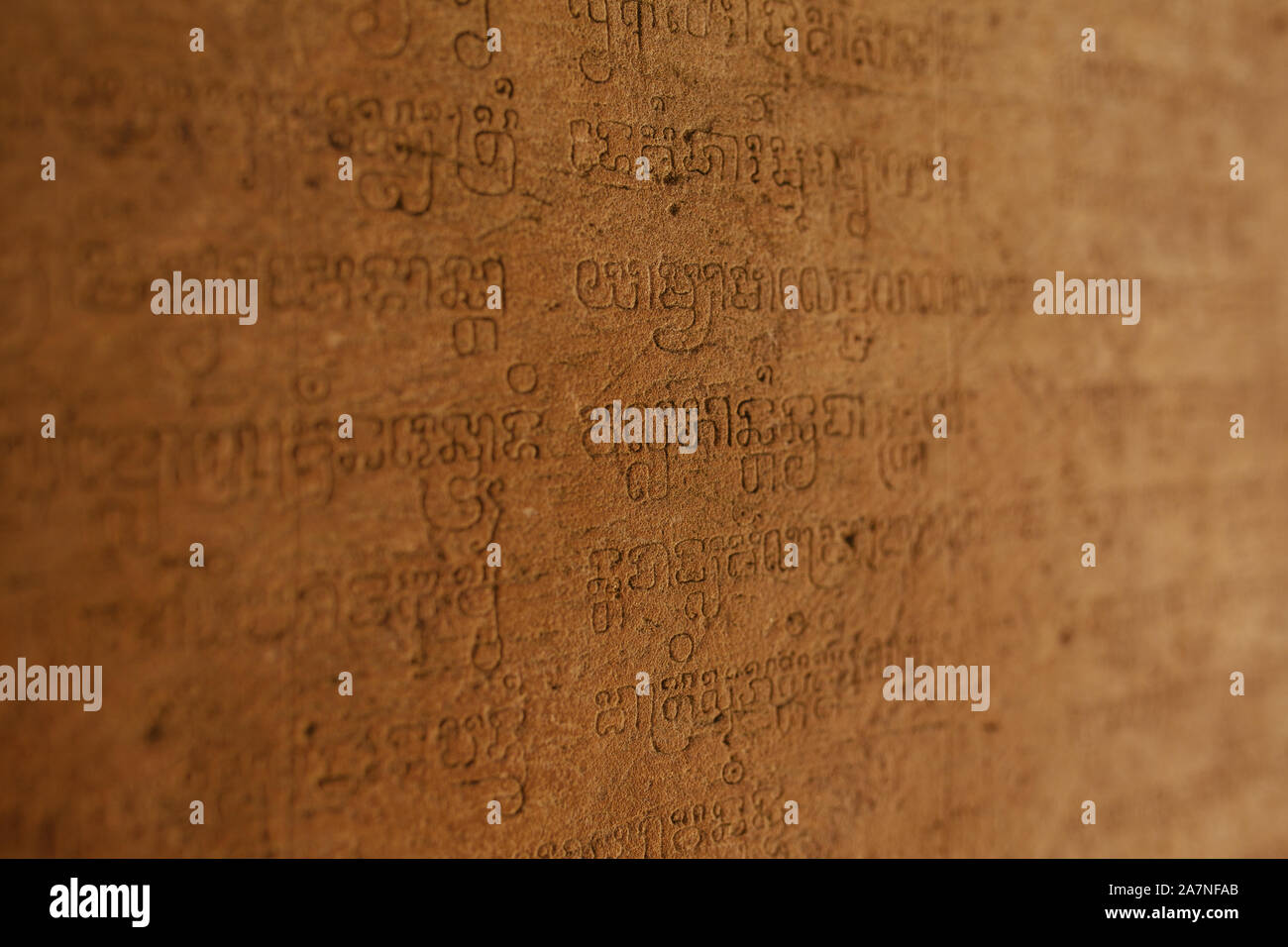 Ancient cave inscriptions of Khmer civilization in Angkor Wat Temple ...