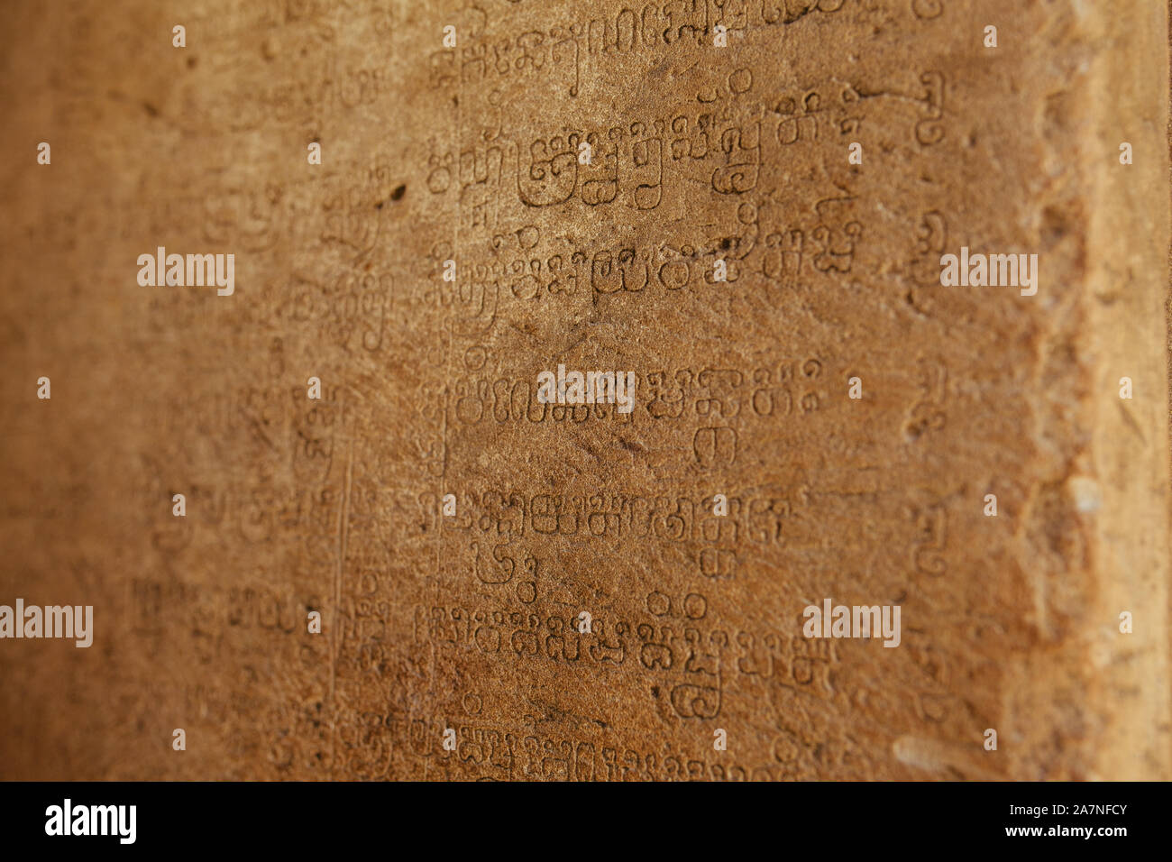 Ancient cave inscriptions of Khmer civilization in Angkor Wat Temple ...