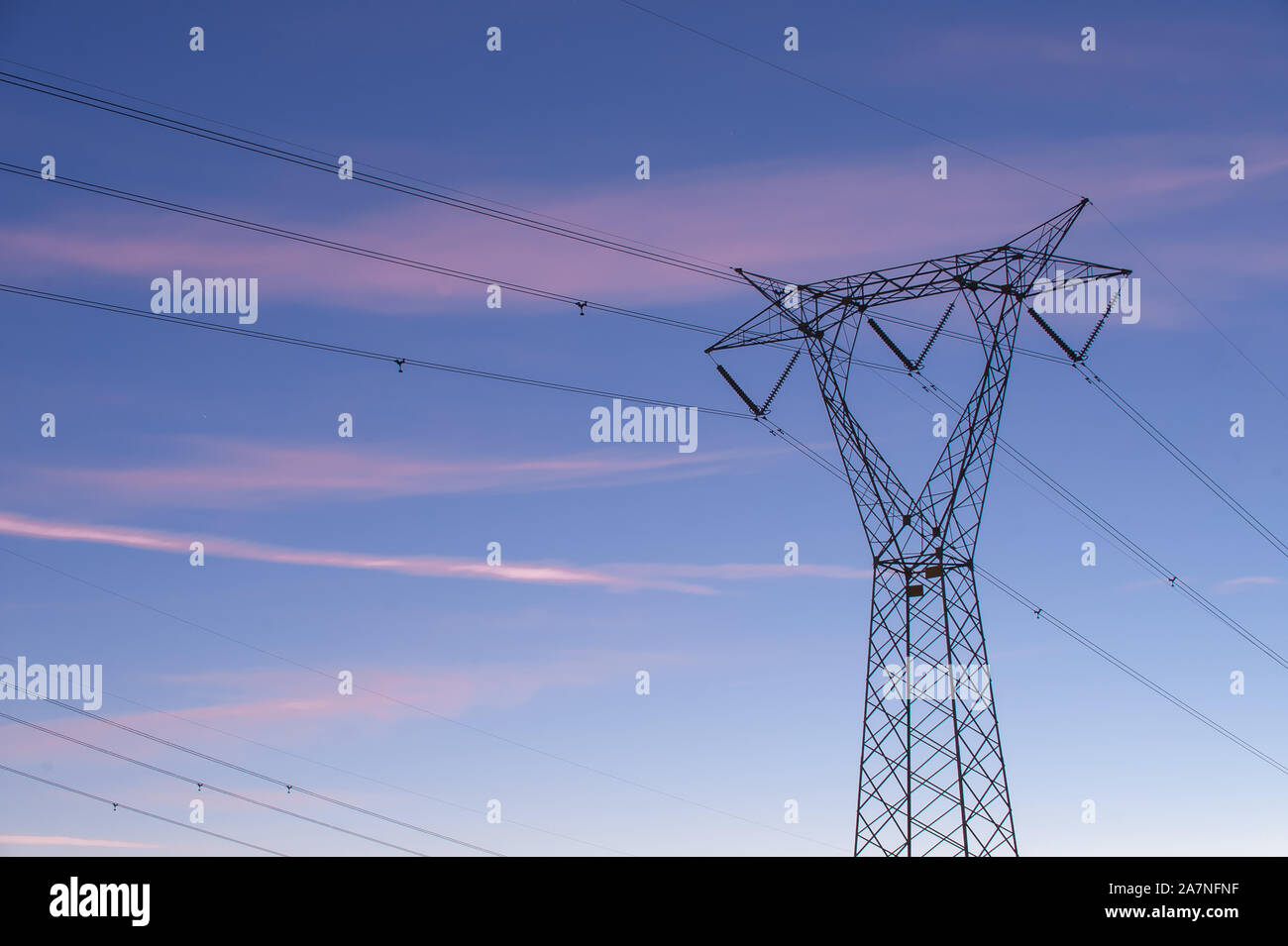 Electric power transmission lines near hi-res stock photography and ...