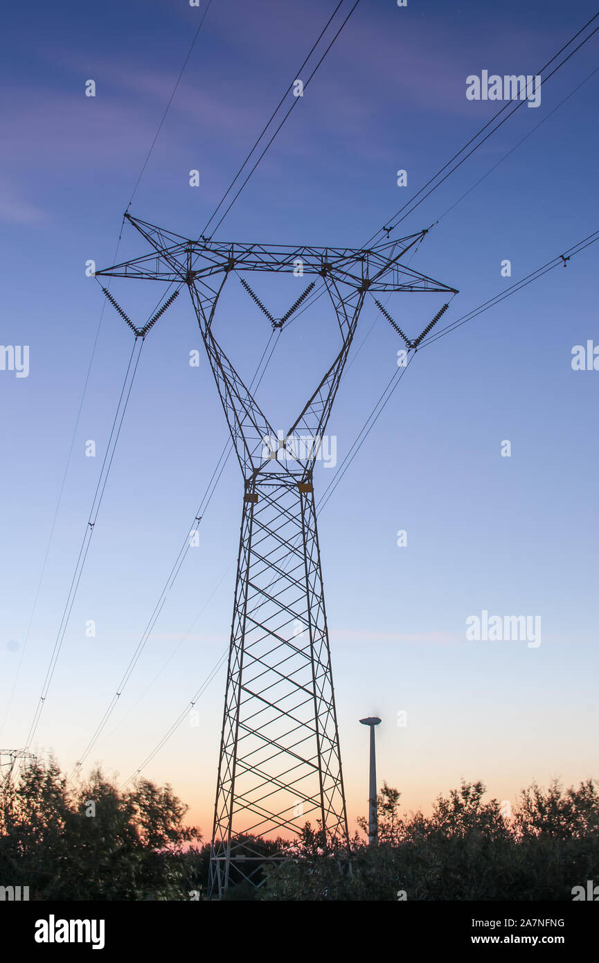 Electric power transmission lines near hi-res stock photography and ...