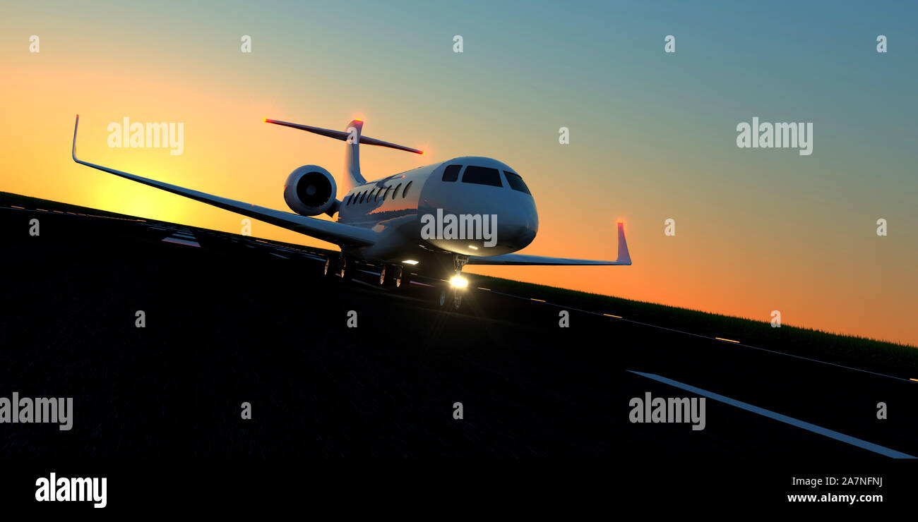 Luxury business jet on runway. Extremely detailed and realistic high ...