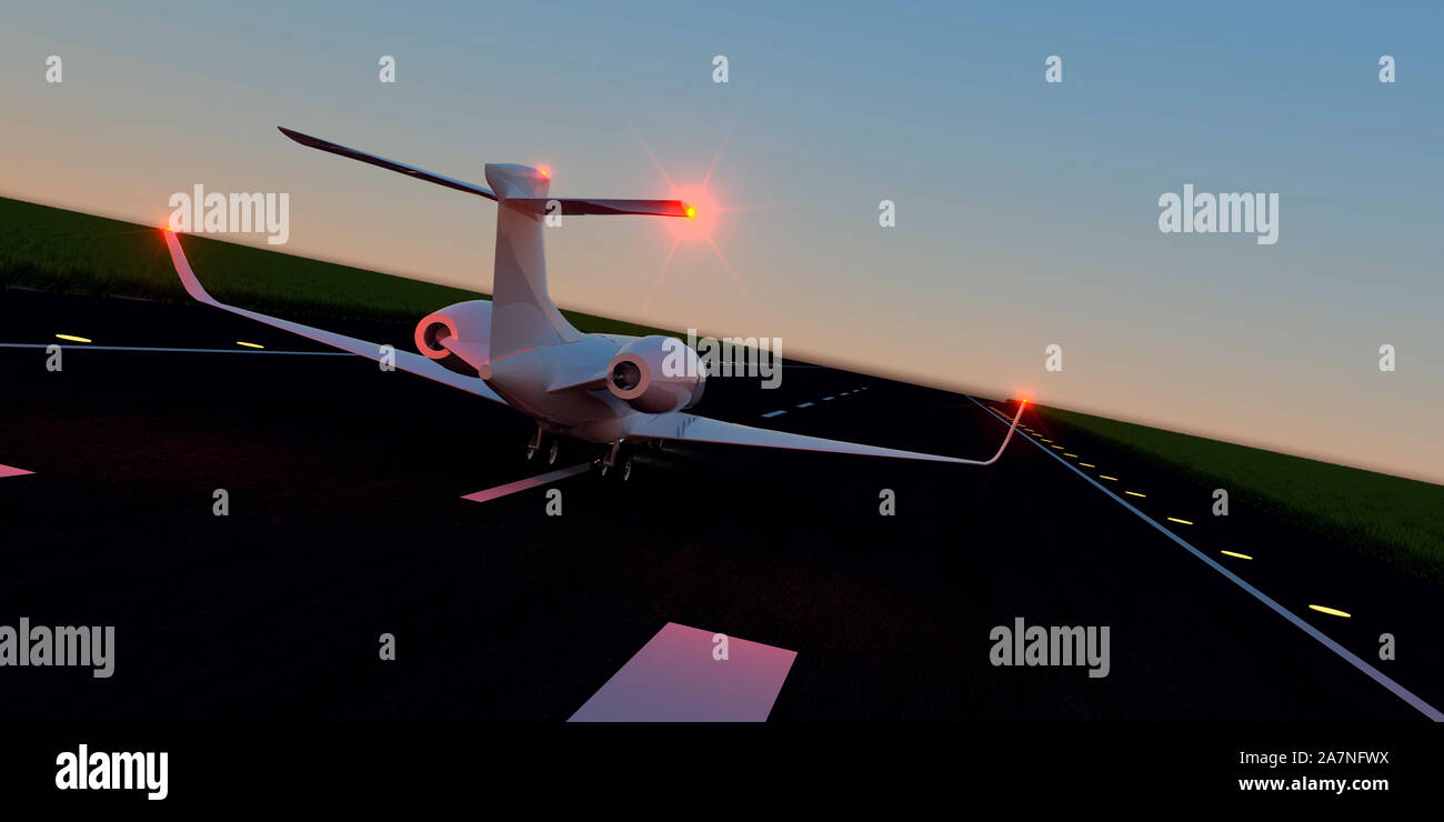 Luxury business jet on runway. Extremely detailed and realistic high ...