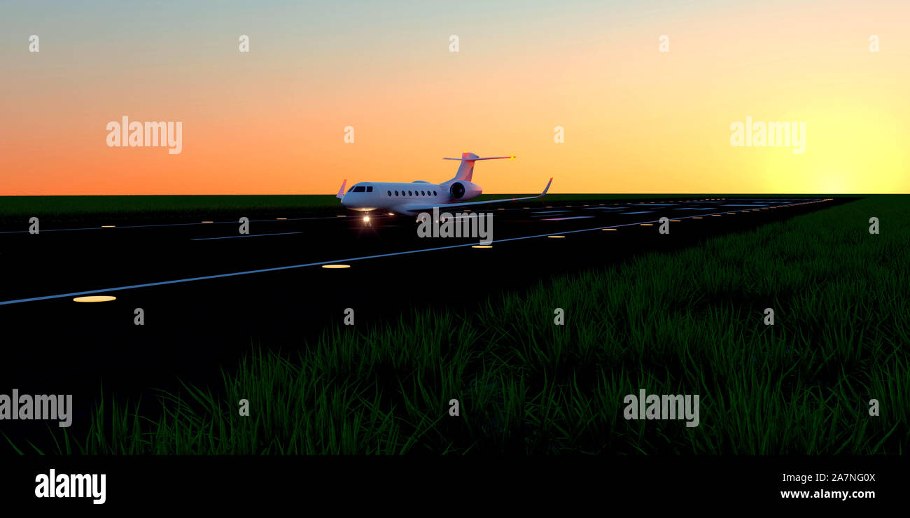 Luxury business jet on runway. Extremely detailed and realistic high ...