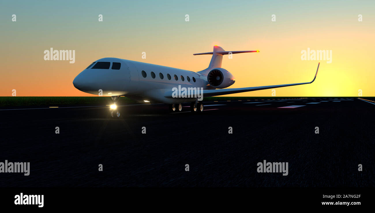 Luxury business jet on runway. Extremely detailed and realistic high ...