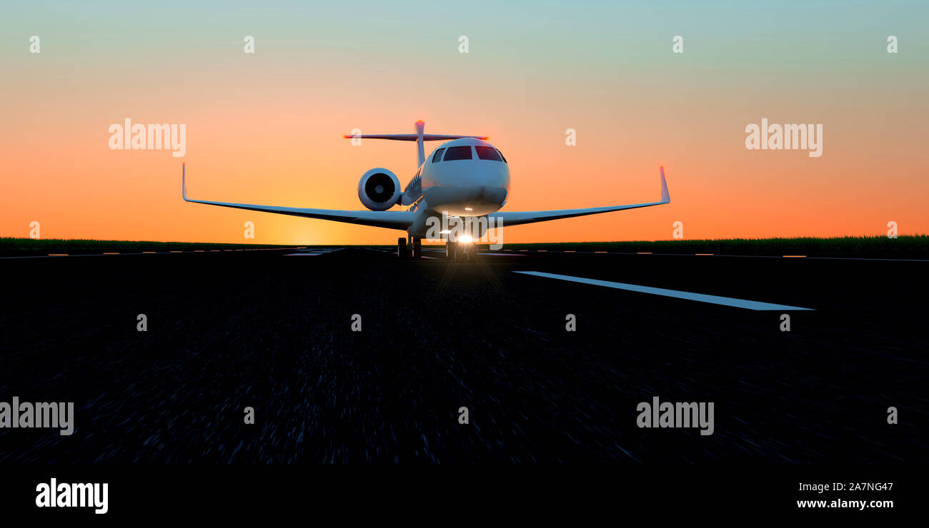 Luxury business jet on runway. Extremely detailed and realistic high ...