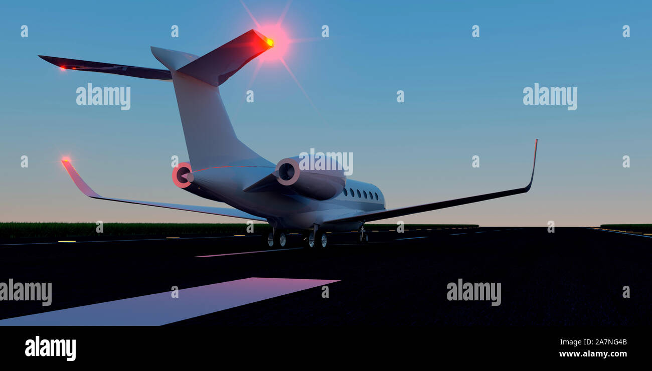 Luxury business jet on runway. Extremely detailed and realistic high ...