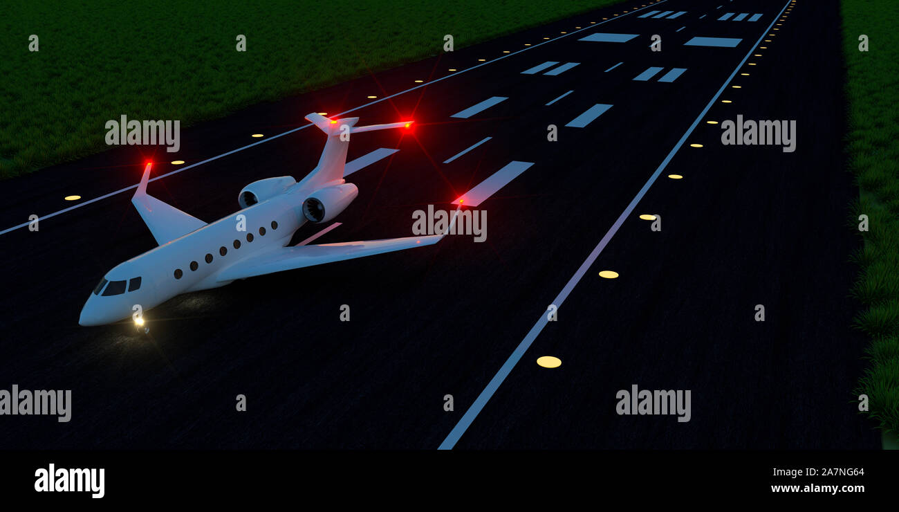 Luxury business jet on runway. Extremely detailed and realistic high ...