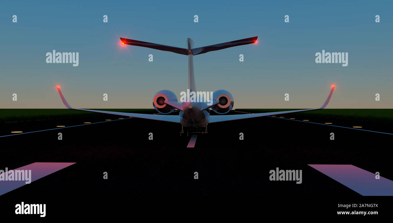 Luxury business jet on runway. Extremely detailed and realistic high ...