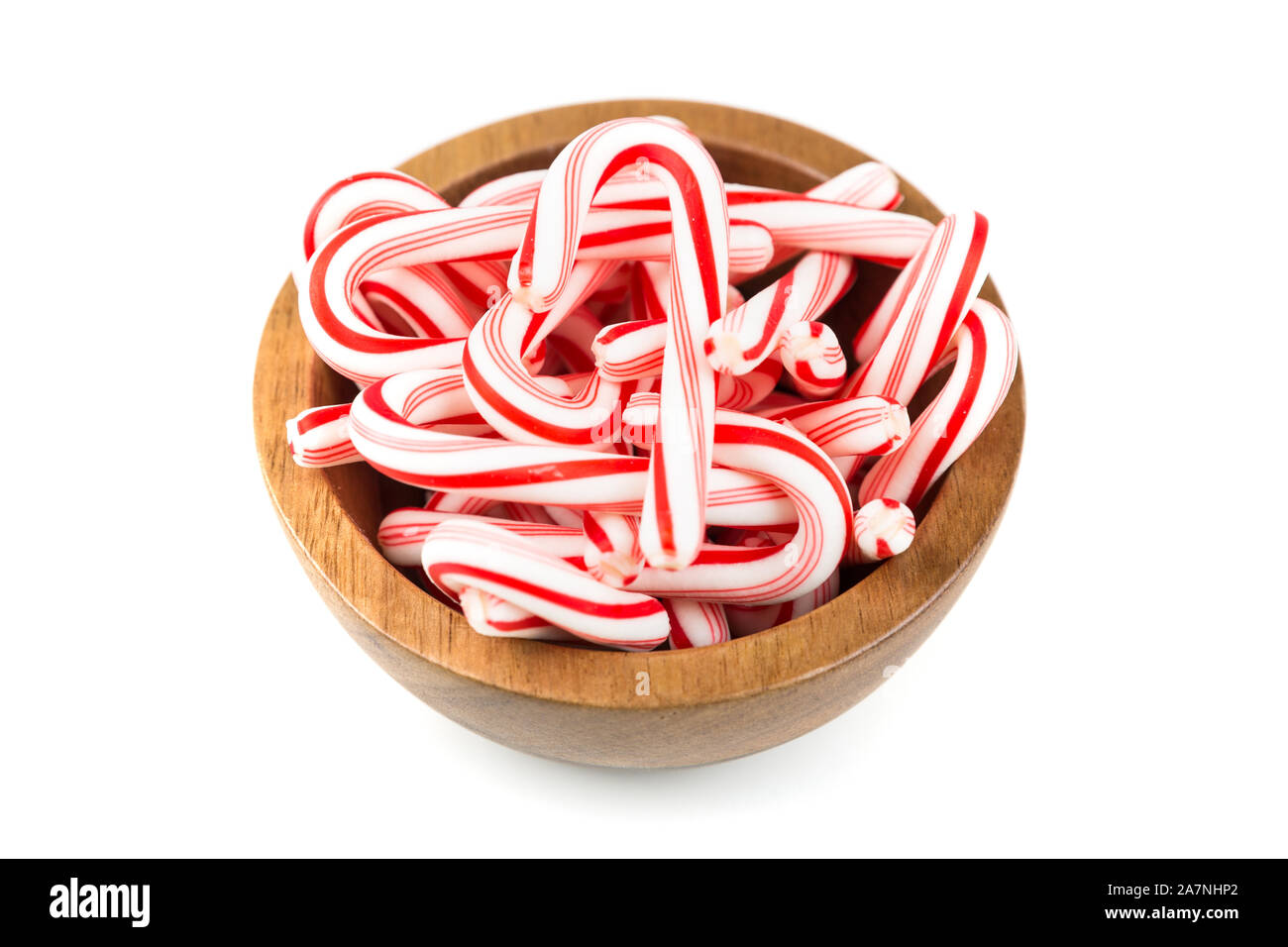 Red and white striped small peppermint flavored candy canes Stock Photo ...