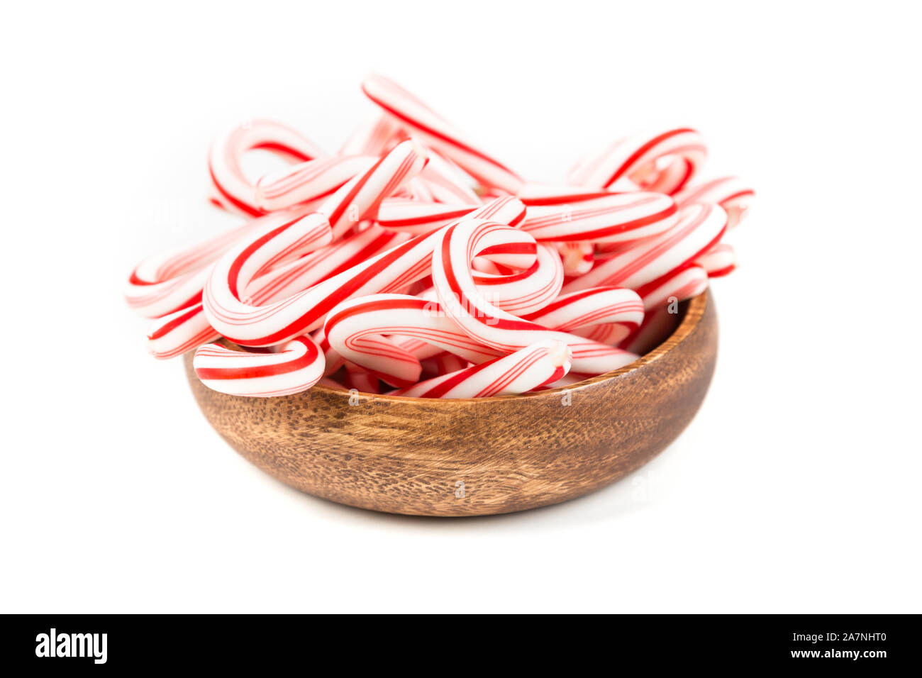 Red and white striped small peppermint flavored candy canes Stock Photo ...