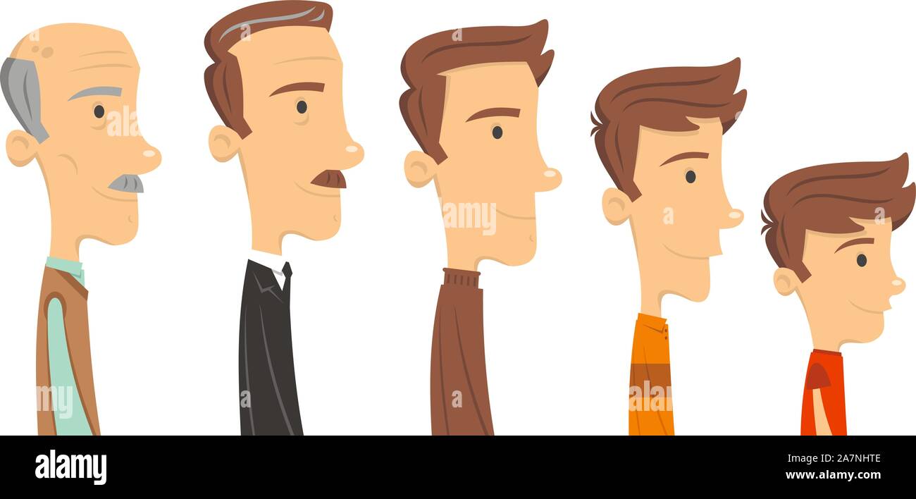 Man through time, aging vector illustrator Stock Vector Image & Art - Alamy