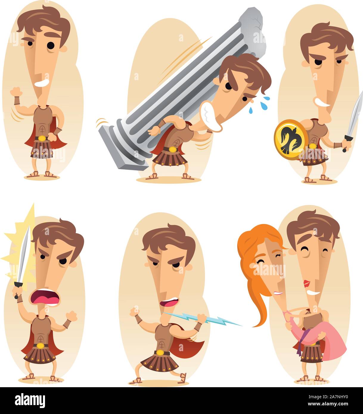 Greek hero cartoon illustration set Stock Vector Image & Art - Alamy