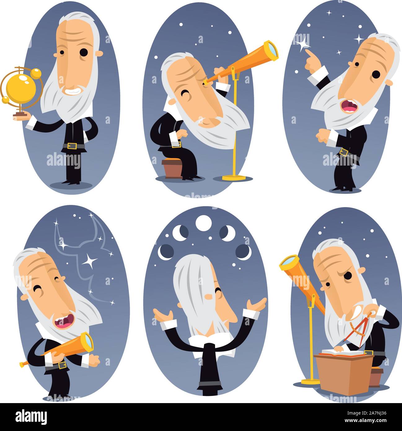 Astronomer astronomy Telescope Globe Observing Sky Stars Constellations ...