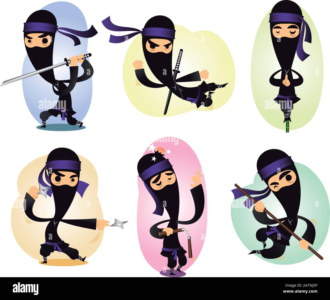 Cartoon ninja action illustrations Stock Vector Image & Art - Alamy