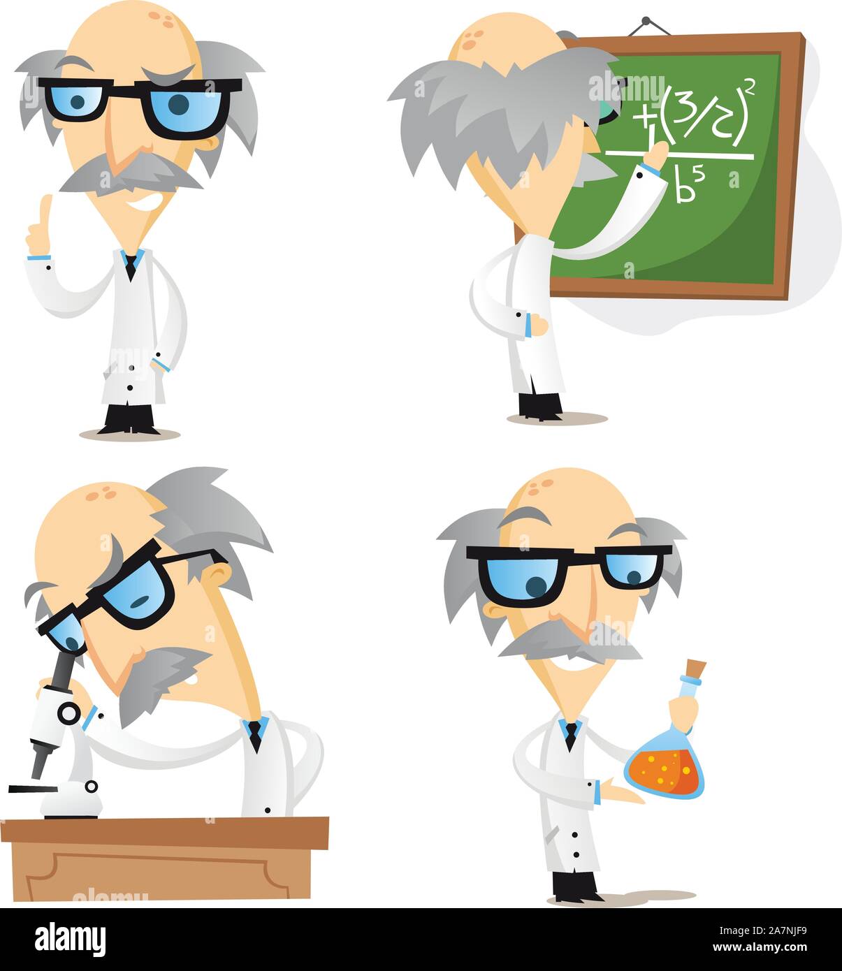 scientist, scientific genious, science, working hard. Vector ...