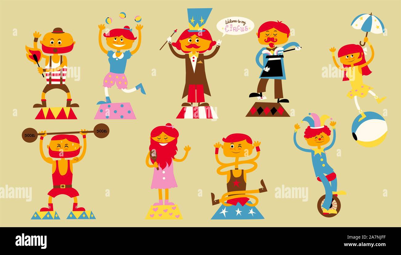 circus characters cartoon vector illustrations Stock Vector Image & Art ...