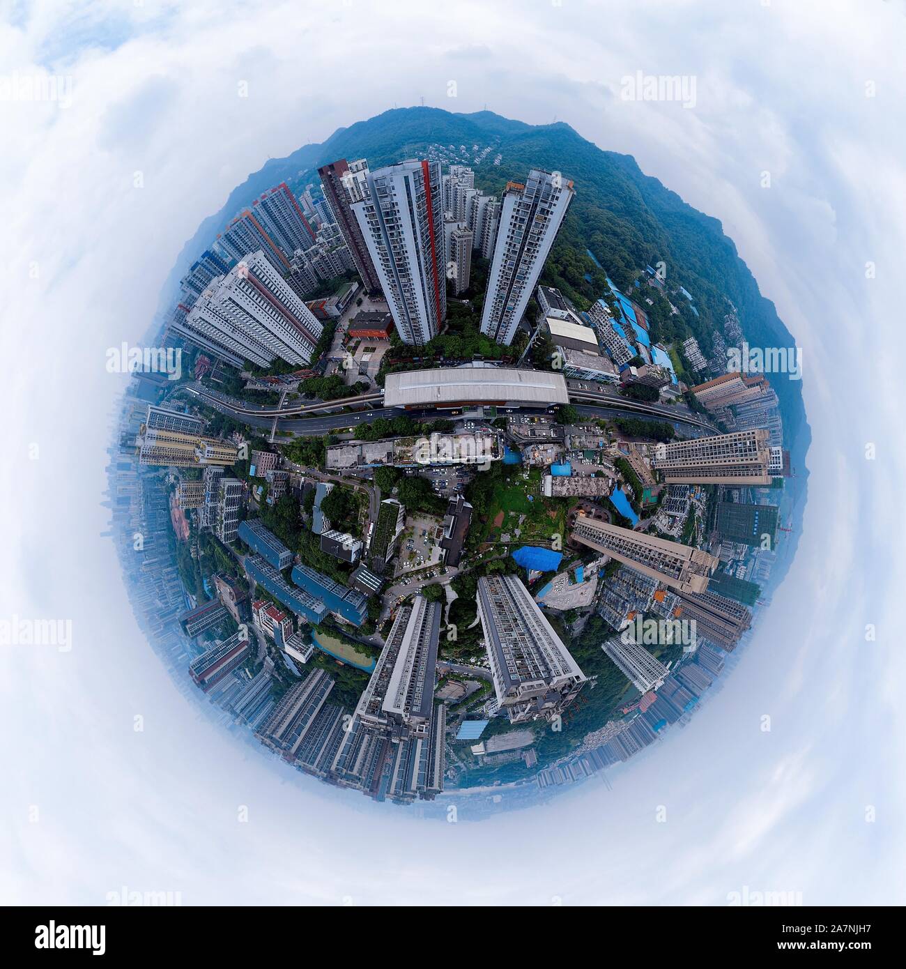 Aerial view of high-rise buildings in Chongqing, China, 10 August 2019 ...