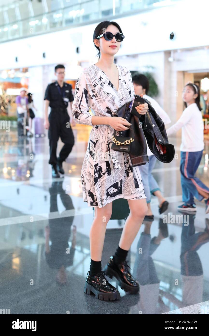 Chinese actress Zhang Li arrives at the Beijing Capital International ...