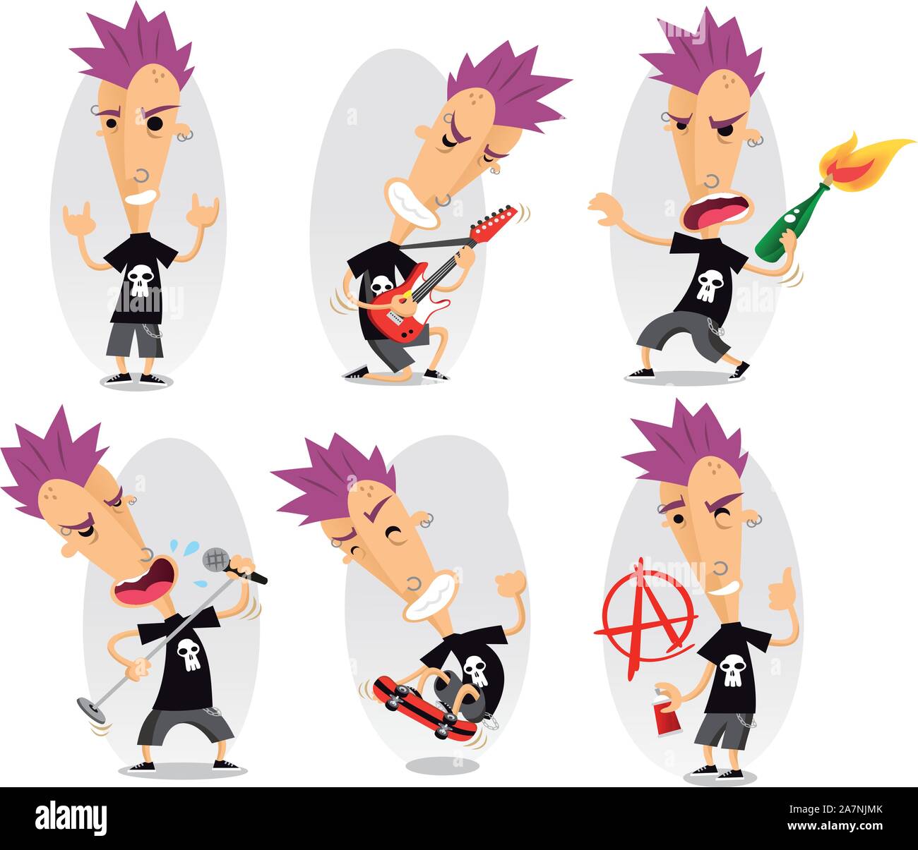 Punk cartoon illustration set Stock Vector Image & Art - Alamy