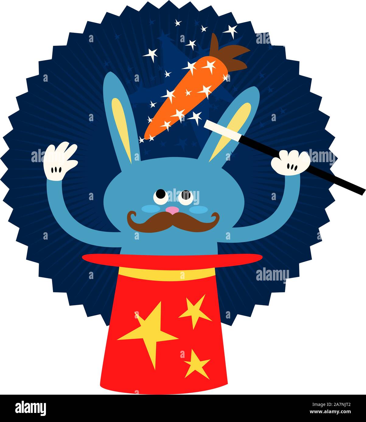 Magic Rabbit with magic wand and carrot vector illustration Stock ...