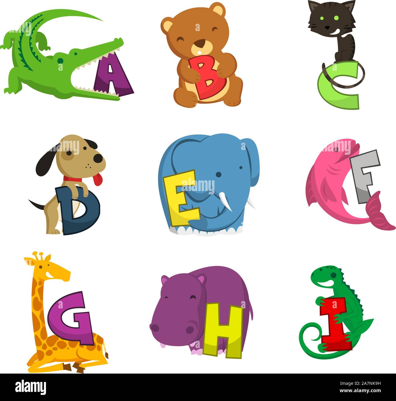 Alphabet Animal List Stock Vector Images Alamy