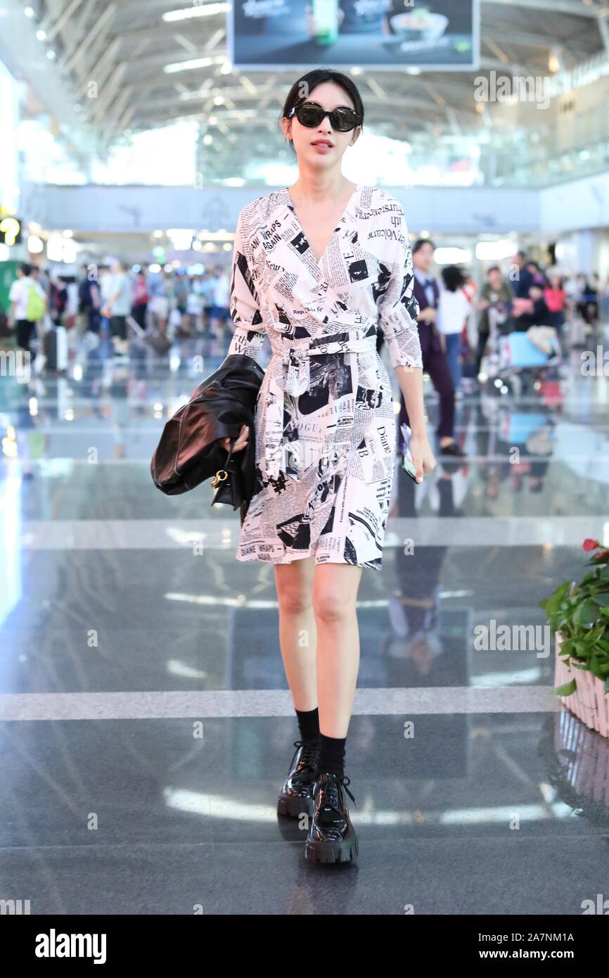Chinese actress Zhang Li arrives at the Beijing Capital International ...