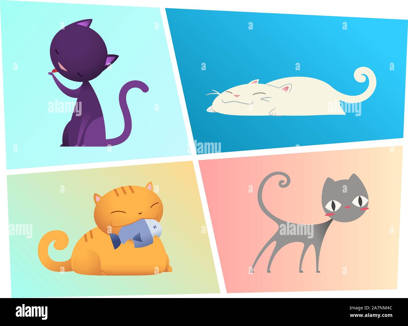 Kitty Cats kitten cat kit pussycat vector illustration, with violet cat ...