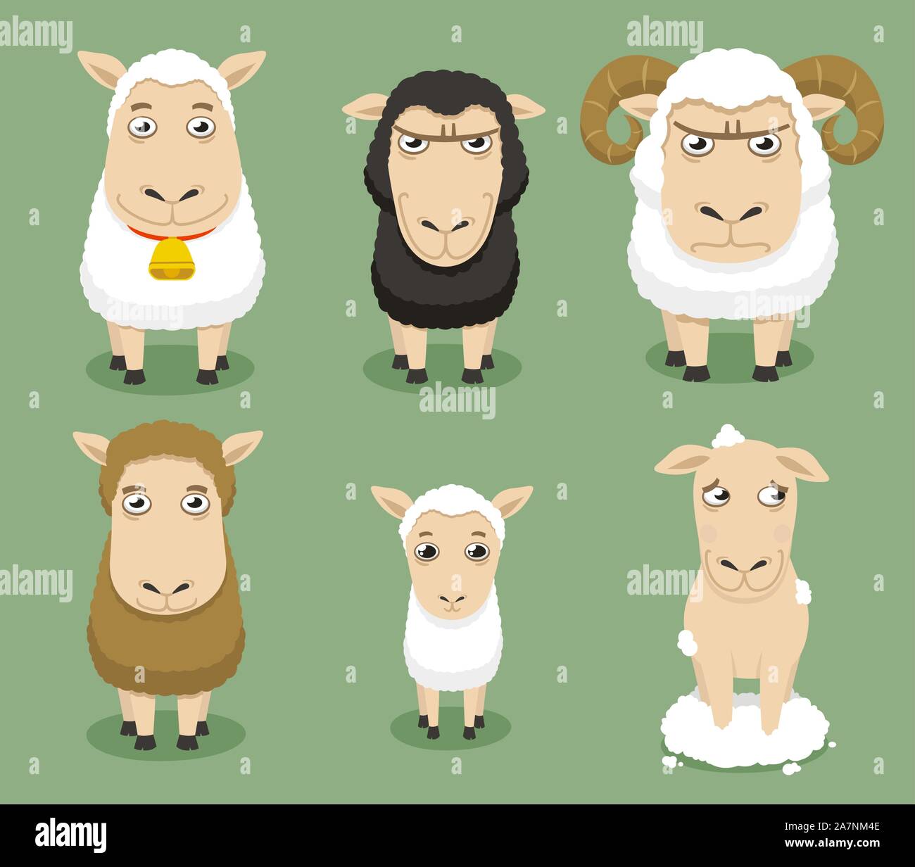 Sheep set collection, with different shapes and sizes ships, with white ...