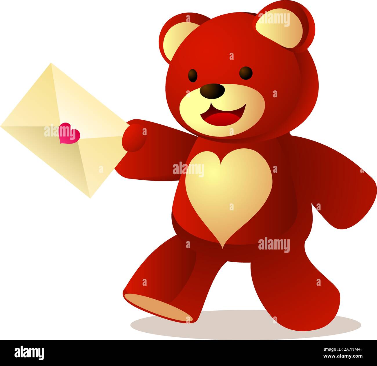 Cute Bear deliver Valentine Love Letter, with brown lovely bear holding ...