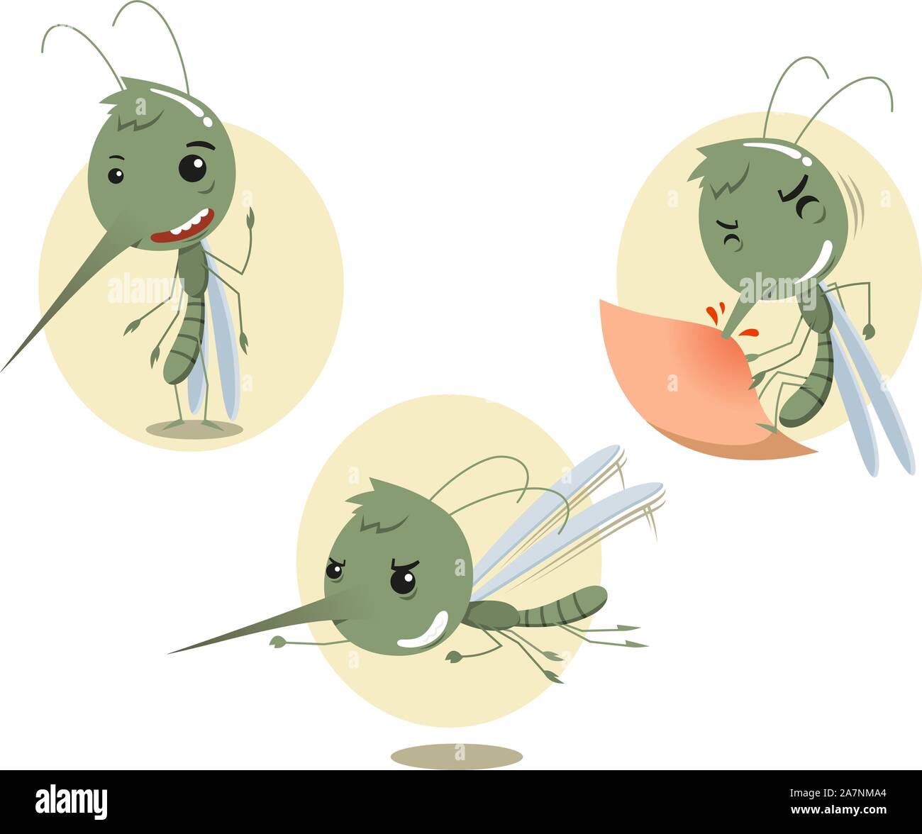Mosquito Mosquitoes Set, vector illustration cartoon Stock Vector Image ...