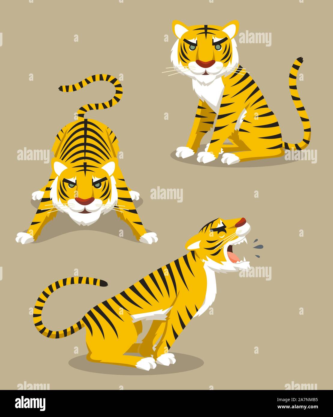 Tiger Roaring Hunting Observing, vector illustration cartoon Stock ...