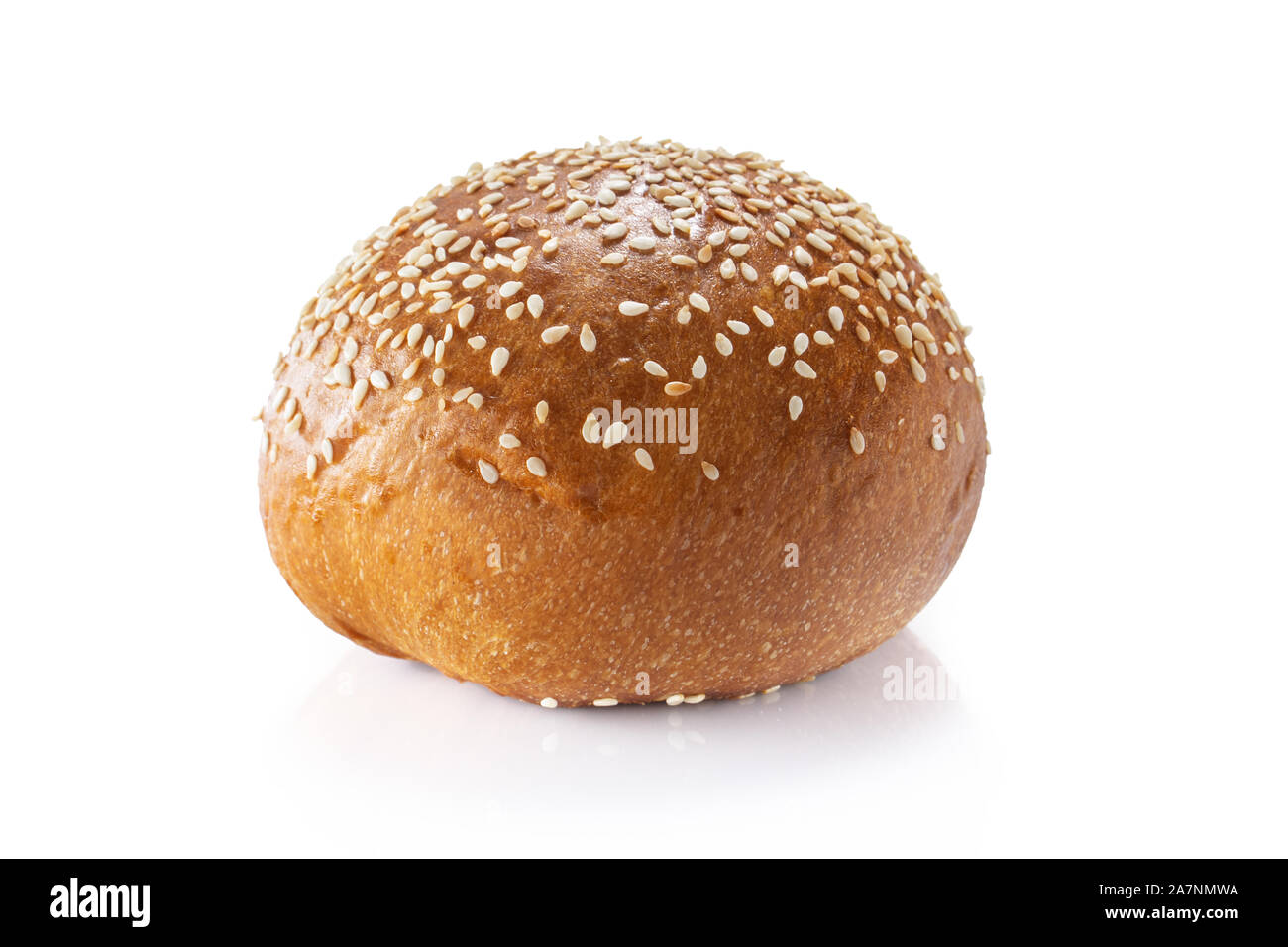 Homemade sourdough bread. Burger bun isolated on white background Stock ...