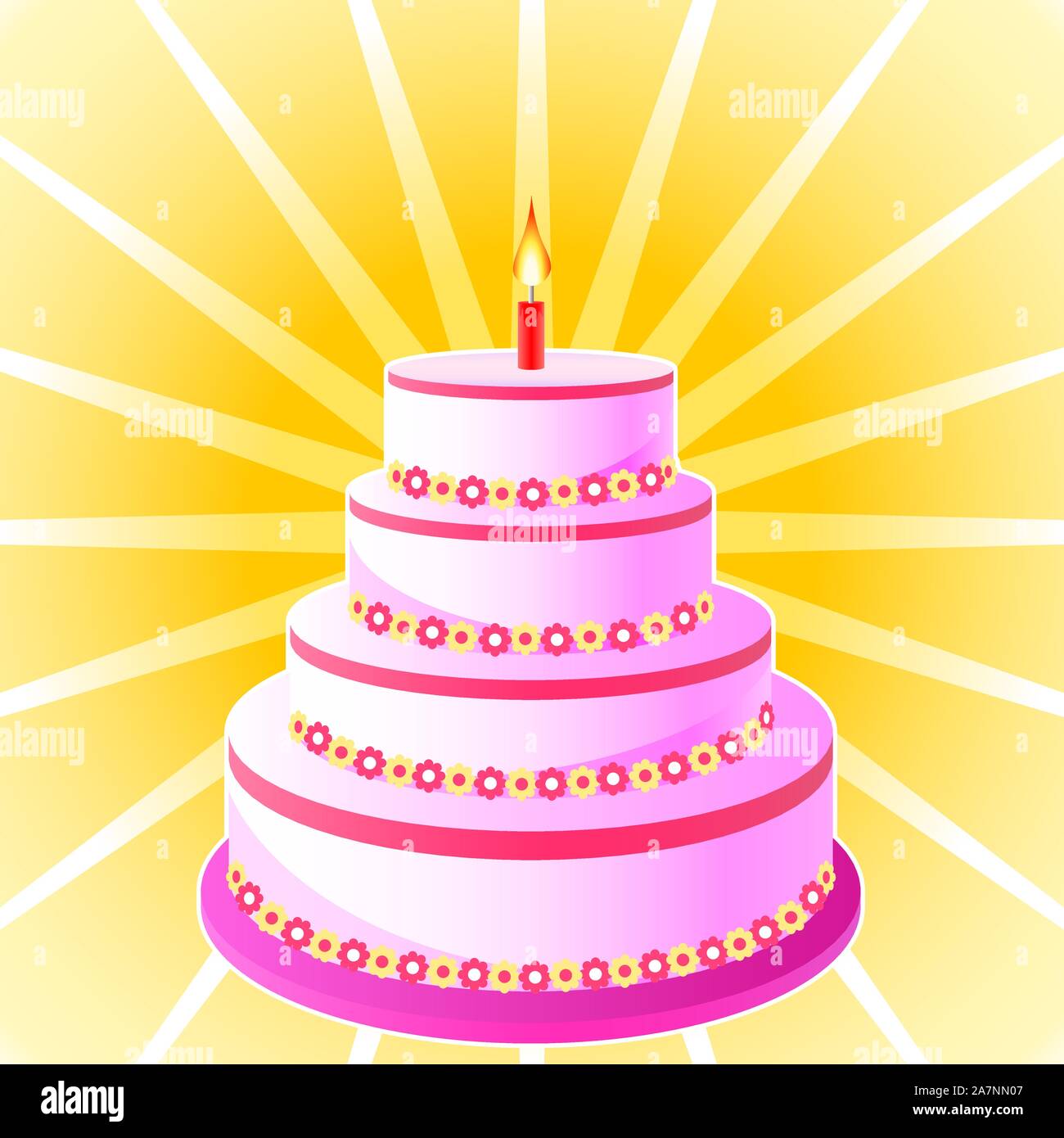 Cake with light candle vector cartoon illustration Stock Vector Image ...