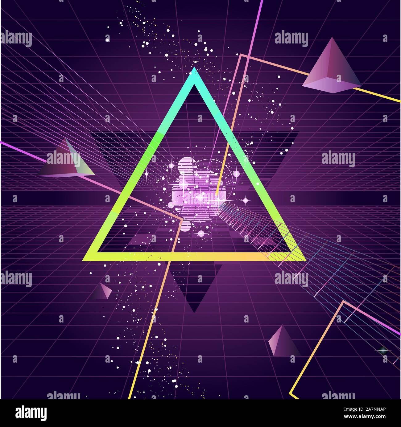 80s pyramid retro background Stock Vector Images - Alamy
