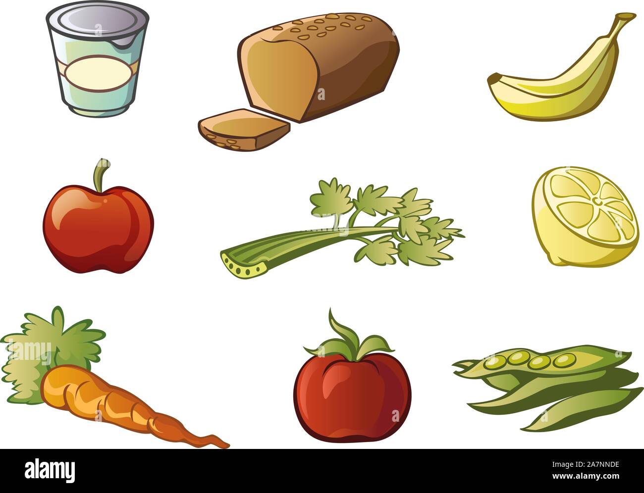 Healthy food illustration cartoon collection Stock Vector Image & Art ...
