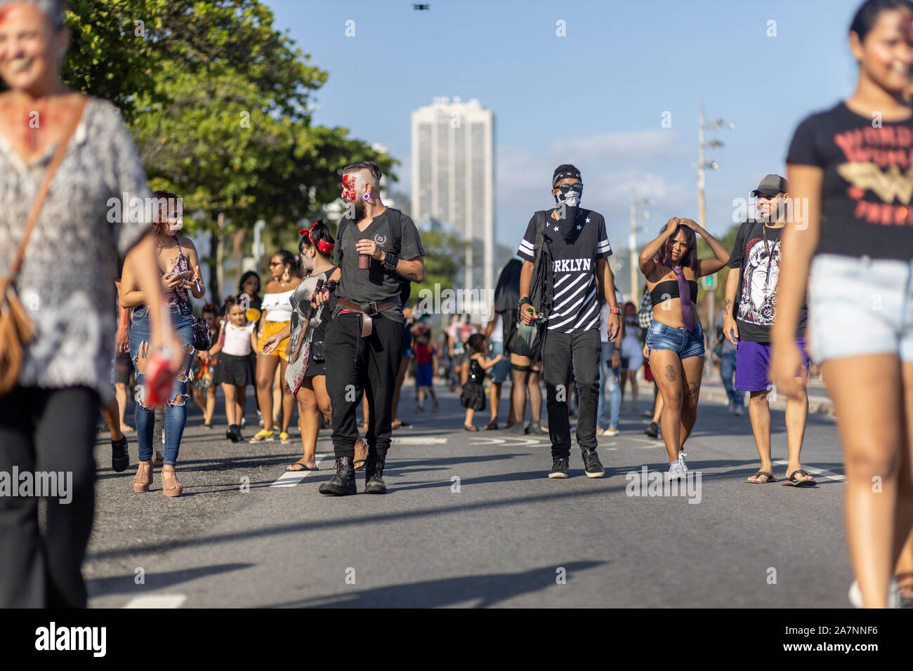 Halloween parade in Rio de Janeiro on Copacabana boulevard Stock Photo ...
