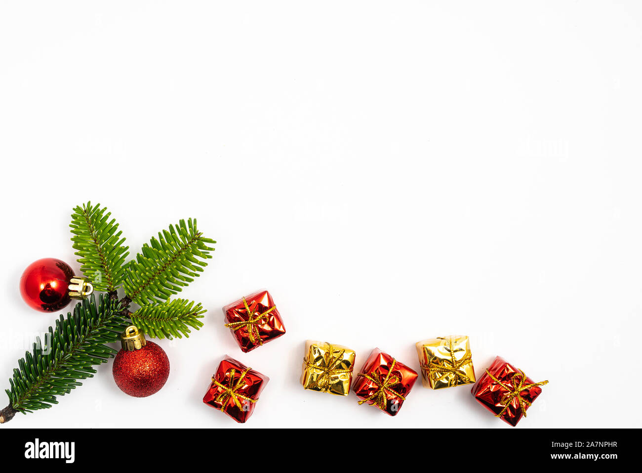 Christmas composition on background Cut Out Stock Images & Pictures - Alamy