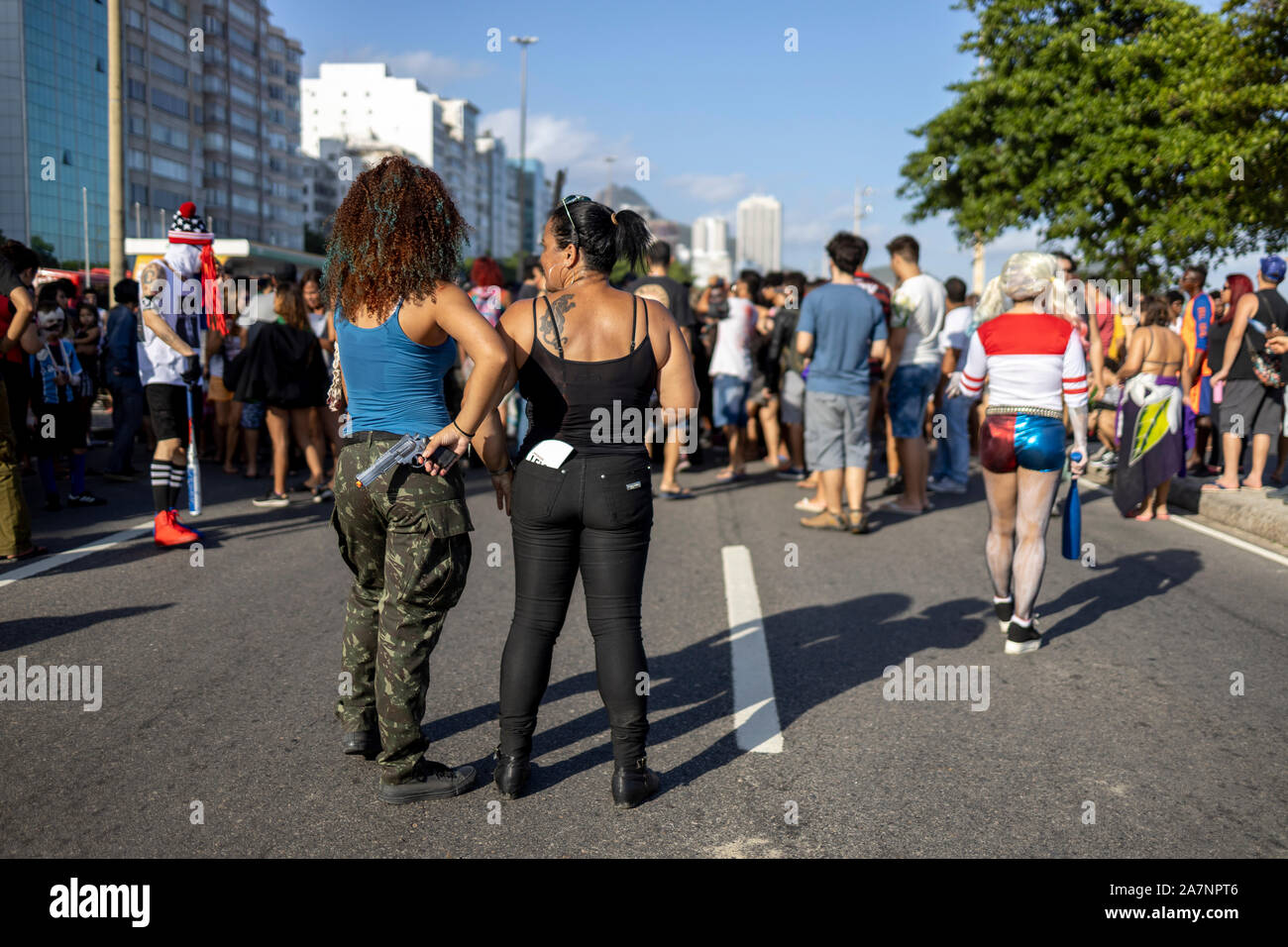 Halloween parade in Rio de Janeiro on Copacabana boulevard Stock Photo ...