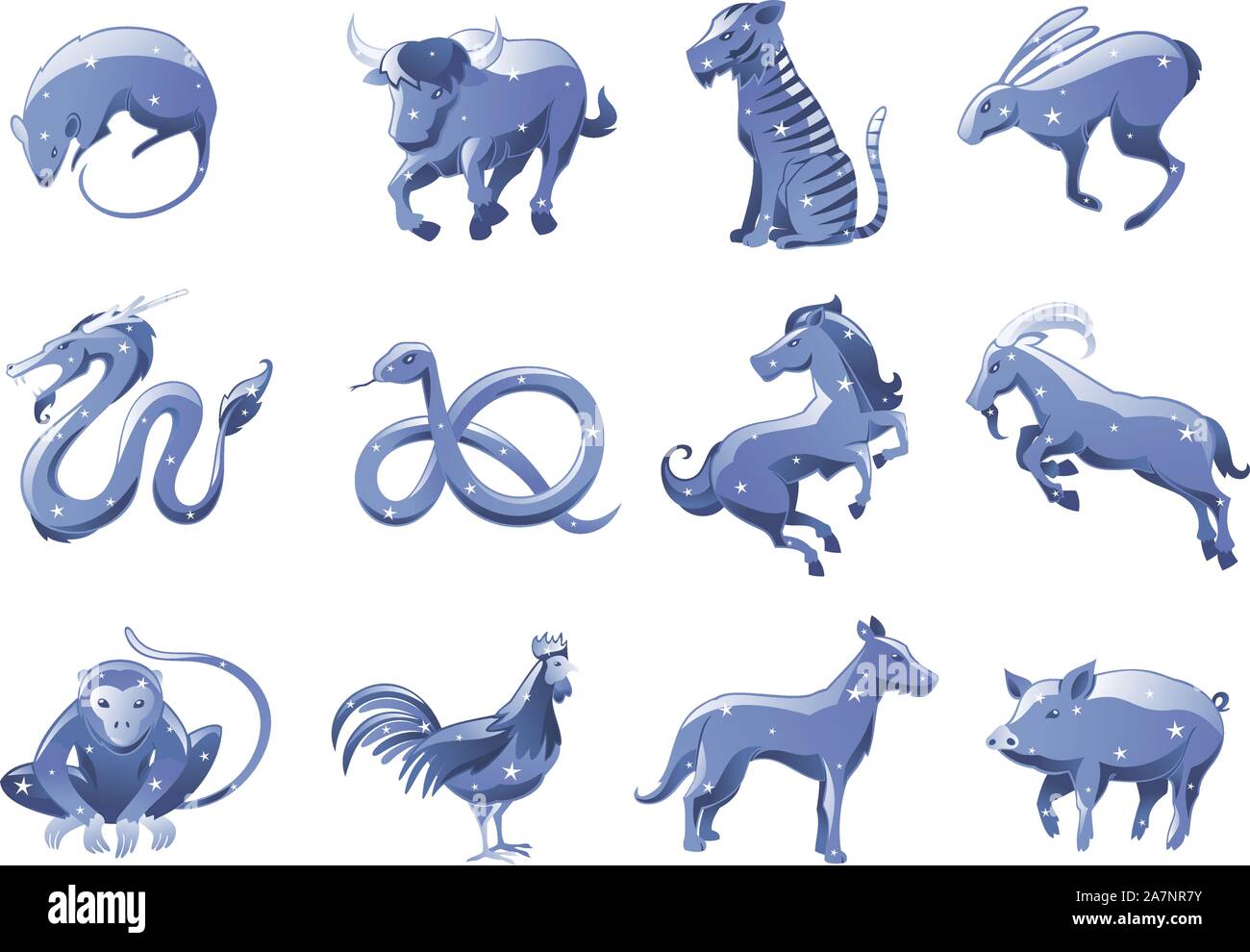Chinese zodiac star animal symbols Stock Vector Image & Art - Alamy