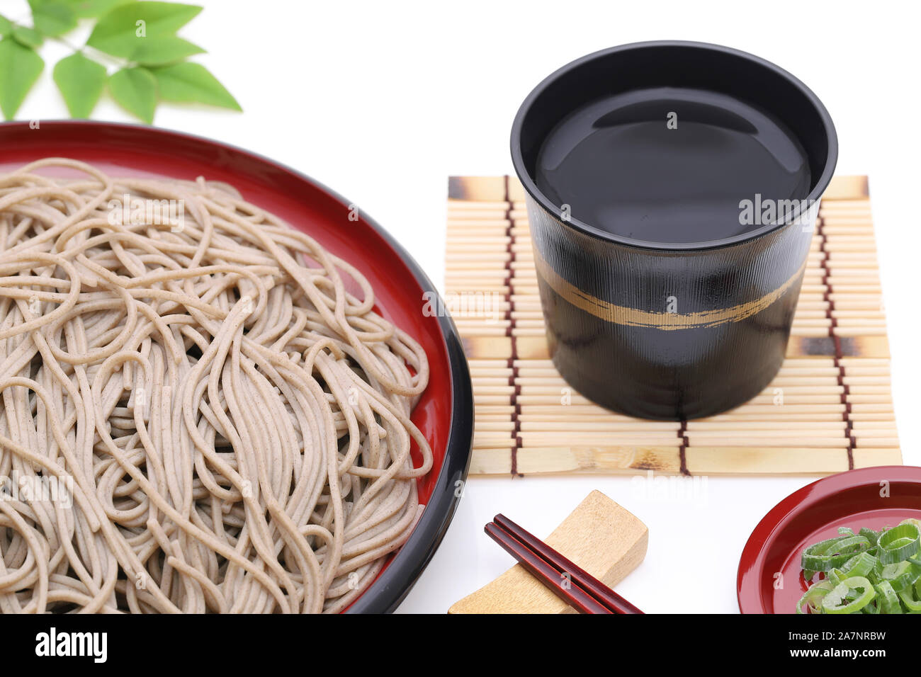 Japanese Zaru soba noodles on wooden plate on white background Stock ...