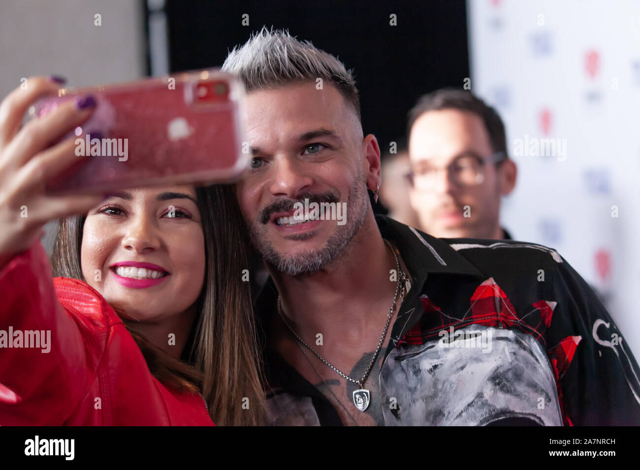 Miami, USA. 02nd Nov, 2019. Singer Pedro Capo taking a selfie with fan ...