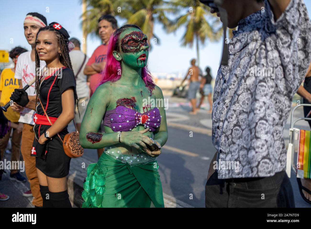 Halloween parade in Rio de Janeiro on Copacabana boulevard Stock Photo ...
