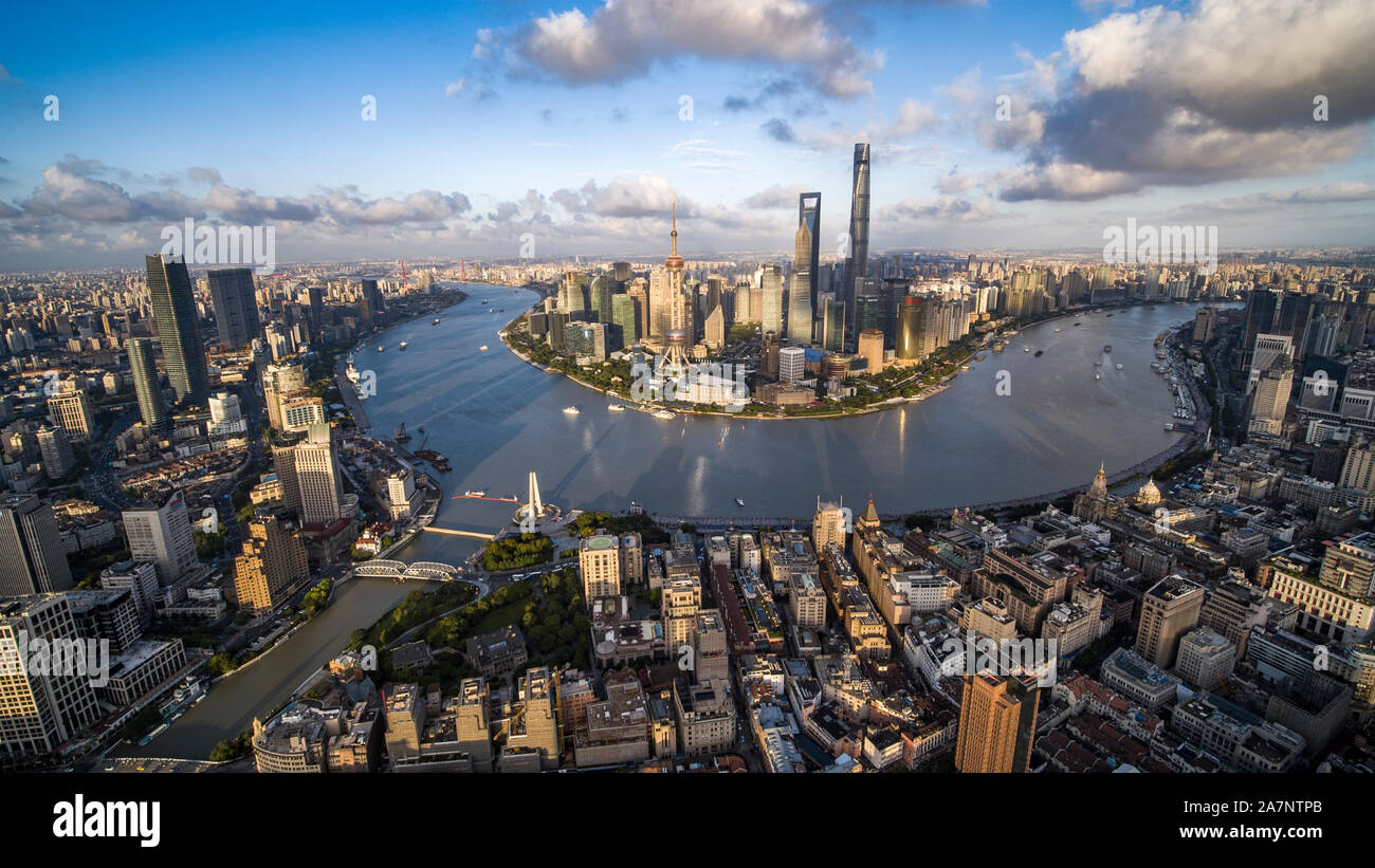 Skyline of the Lujiazui Financial District with the Shanghai World ...