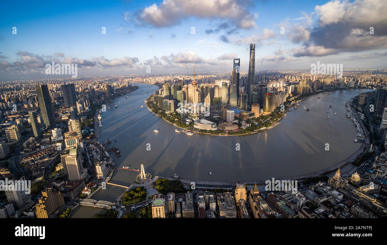 Skyline of the Lujiazui Financial District with the Shanghai World ...