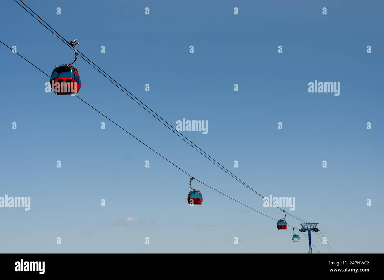LowAngle View Aerial Cable Tram and Gondola System Stock Photo - Alamy
