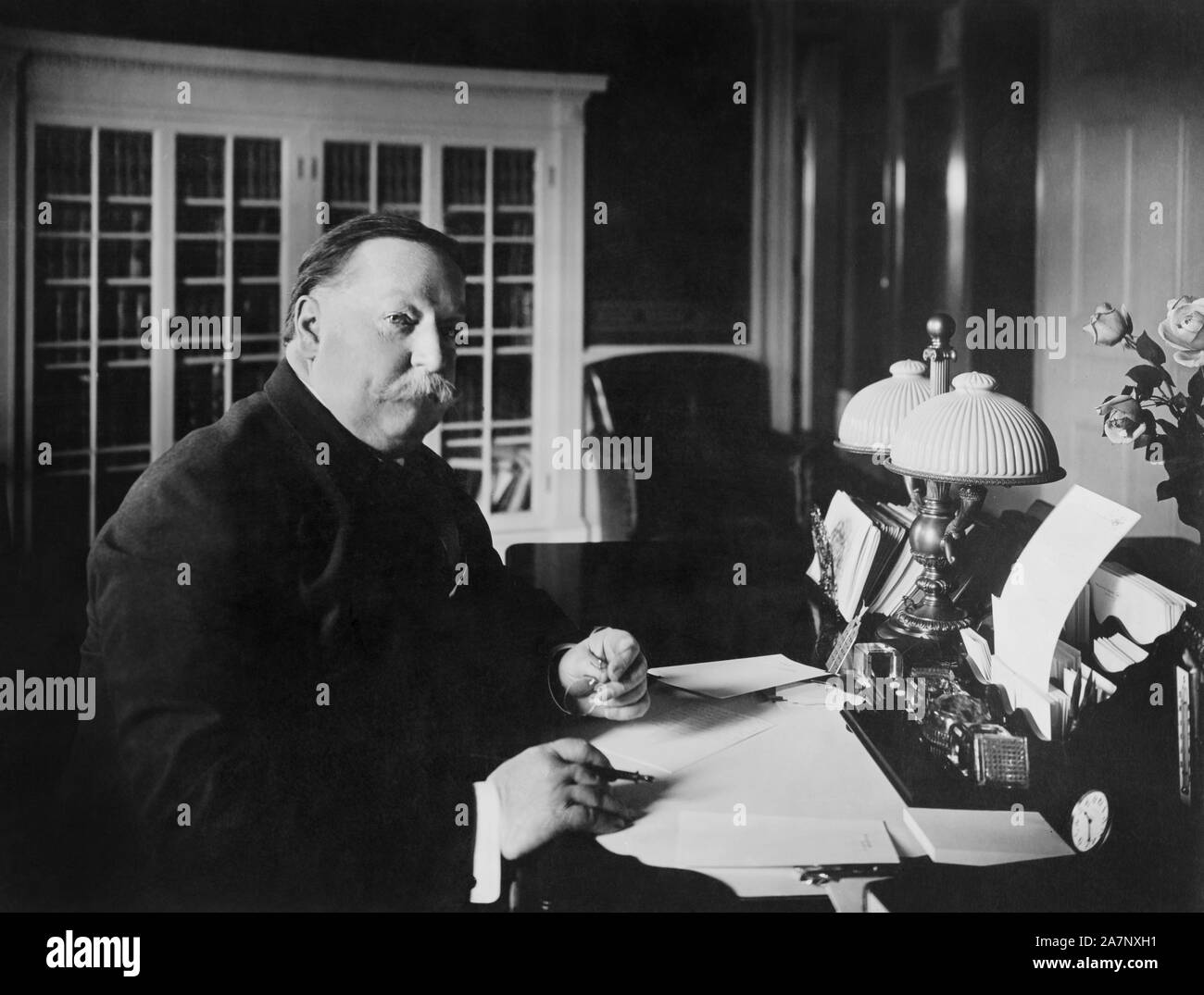 U.S. President William Howard Taft sitting at his Desk, White House ...